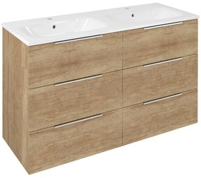 Sapho Sapho, CIRASA umyvadlová skříňka s dvojitým umyvadlem 121x77x46cm, 3x zásuvka, dub alabama, CR121-2222-31