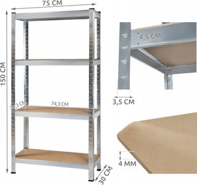 Regál na pořadače kovový 150x75x30 cm 540 kg