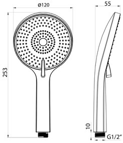 Sapho Sapho, Ruční masážní sprcha, 3 režimy, Ø 120 mm, ABS/černá mat, SK879B