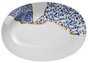 Jídelní sada 28 ks bílá/zlatá/modrá/porcelán