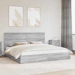Postel s úložným prostorem se zásuvkou Šedá Sonoma 200 x 200 cm 3411178