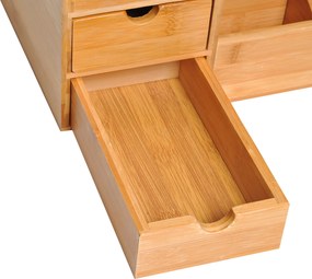 HOMCOM Stolní organizér Kancelářský box se 2 zásuvkami pro pořádek a organizaci, přírodní, D33 x Š20,5 x V15,5 cm | Aosom.de