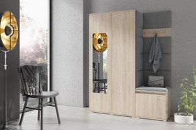 Eka Předsíňová stěna s čalouněnými panely Trinity 11 - Sonoma / Tmavá šedá 2315