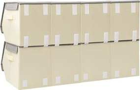 vidaXL Stohovatelné úložné boxy s víkem 8dílná sada textil [332894] Barva: grey and cream