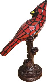 Stolní lampa Tiffany Red Parrot - 15*12*33 cm E14/max 1*25W