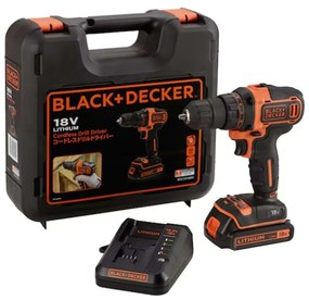 BLACK+DECKER Nářadí - 18V AKU vrtací šroubovák, 1x aku 1,5 Ah Li-Ion, nabíječka BDCDD186K-QW