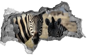Wallmuralia Díra 3D fototapeta nálepka Dvě zebry 95x73 cm