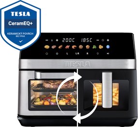 TESLA AirCook DualZone Q787 XXL Deluxe - multifunkční duální digitální horkovzdušná fritéza 2v1
