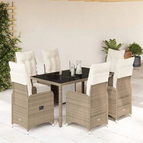 7dílný zahradní bistro set s poduškami hnědý polyratan 3277212