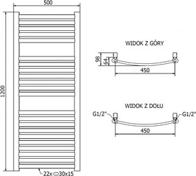 Mexen Helios, topné těleso 1200 x 500 mm, 448 W, zlatá, W103-1200-500-00-50