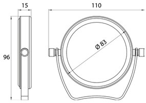 Emco Cosmetic mirrors Pure - Stojící kulaté cestovní zrcadlo, Ø 83 mm, 5 násobné zvětšování, chrom 109400123