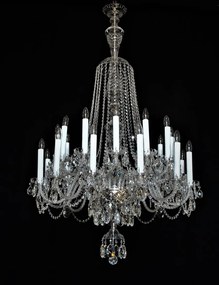 24-ramenný stříbrný křišťálový lustr s dlouhými svícemi "Queen Victoria"