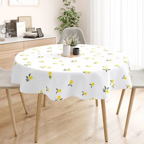 Goldea kulatý ubrus 100% bavlněné plátno - citrony Ø 150 cm