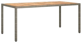 vidaXL Zahradní stůl 190 x 90 x 75 cm polyratan a akáciové dřevo šedý