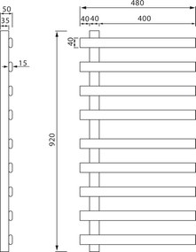 Sapho, ELCOR elektrický sušák ručníků 480x920x50mm, 128W, černá matná, EB460