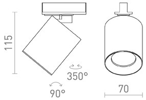 Rendl R13872 stropní svítidlo DARIO pro jednookruhovou lištu, česaná mosaz, 230V, GU10, ø7cm