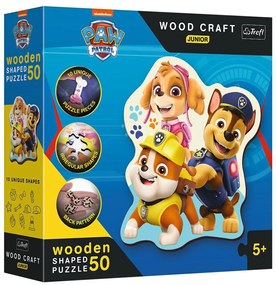 Dřevěné puzzle Junior 50 dílků Legrační Tlapková Patrola/Paw Patrol 19,5x23,5cm v krabici 20x20x6cm