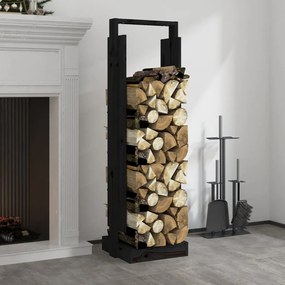 vidaXL Stojan na dřevo 33,5 x 30 x 110 cm masivní borovice [822622] Barva: Černá
