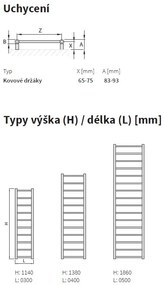 Isan Aura topný žebřík 1380/400 DDIN13800400 Barva ISAN: Slonová kost RAL 9001 (04)