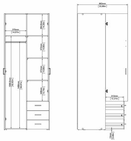 Šatní skříň Sid 77,6 x 49,5 x 200,4 cm, bílá