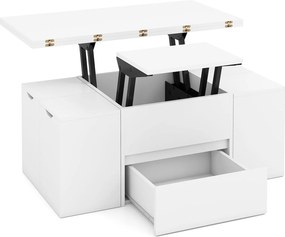 Costway Skládací konferenční stolek s 4 úložnými taburetky 3-in-1 do obývacího