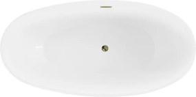 Mexen Bilbao volně stojící vana 180 x 90 cm, bílá, přepad zlatý - 51311809000-50