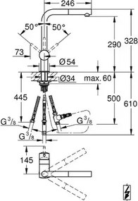 Grohe - Dřezová baterie s výsuvnou koncovkou, chrom