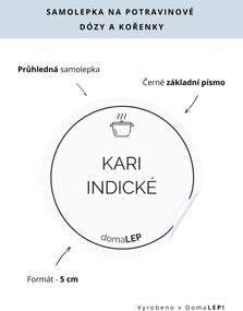 Samolepka na kořenky KARI INDICKÉ průhledná 5 cm základní písmo