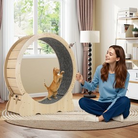 Costway 101 cm Velký běhací pás pro kočky na kole s uzamykatelným mechanismem