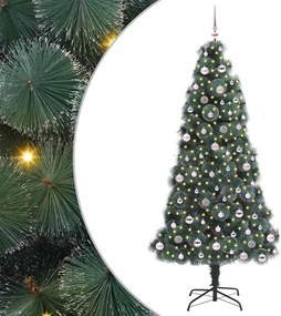 Umělý předsvícený vánoční stromek se sadou koulí Zelená 240 cm 3396192