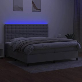 Box spring postel s matrací a LED světle šedá 200x200 cm textil 3135221