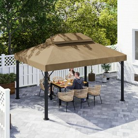 Outsunny náhradní potah pro altán 4 x 3 m, dvojitá střecha s odtokovými otvory, polyester 370 g/m², béžová