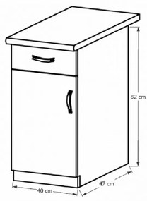 Dolní kuchyňská skříňka D40S1L Sillina (sosna andersen). 1015038