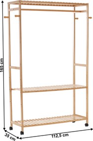 Šatní organizér, přírodní bambus, MELAR