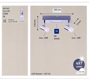 Paulmann 66647 - LED Bodové svítidlo 2xG9/10W/230V + LED/5W