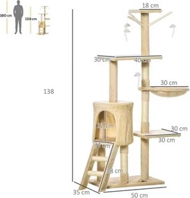 Škrabadlo pro kočky 138 cm béžové WERDANO PETS