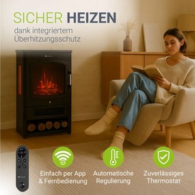 Juskys Elektrická krbová kamna 1 800 W s efektem plamene