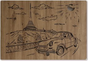 Li-Go "Škoda MB" světelný obraz 230V 100x70 cm provedení povrchu: dub světlý