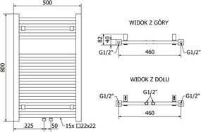 Mexen Pluton radiátor koupelnový 800 x 500 mm, 410 W, černý - W106-0800-500-00-70