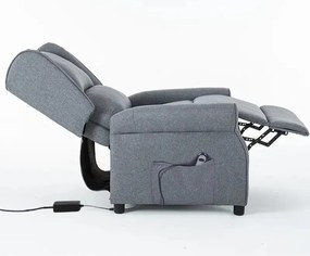 TV křeslo ušák STILO PLUS s elektrickým polohováním — látka, šedá, nosnost 130 kg