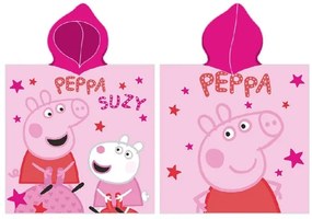 Carbotex dětské pončo Prasátko Pepina a Suzy na Skákacím Míči 50x110 cm