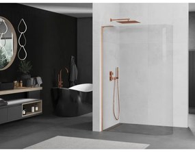 Mexen Kioto L, sprchová zástěna Walk-In 90 x 200 cm, 8mm čiré sklo, měděný matný profil, 800-090-103-65-06
