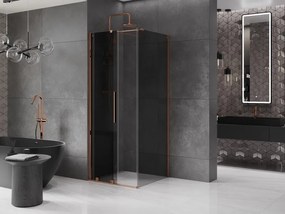 Mexen Velar, sprchový kout s posuvnými dveřmi 100 x 100 cm, 8mm šedé sklo, růžové zlato, 871-100-100-41-60