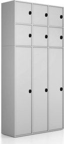 Nástavba pro skříně FRAME, 6x dveře, 1299 x 450 x 854 mm, kódový zámek, šedá