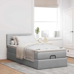 Osmanský rám postele s matrací světle šedá 90x190cm textil 3311421