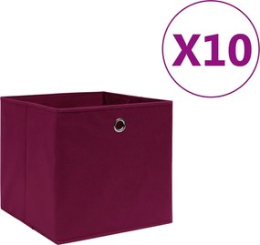 vidaXL Úložné boxy 10 ks netkaná textilie 28 x 28 x 28 cm [325218] Barva: vínová s víky