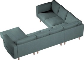Potah na pohovku IKEA Norsborg rohová, 5-místná se šezlongem barva modrá látka pletený vzor