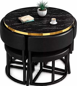LuxuryForm DESIGN Jídelní set MONTE 4+1 - černý / černý
