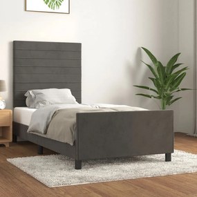 Rám postele bez matrace tmavě šedá 100 x 200 cm samet 3125801