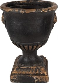 Černo-hnědý antik květináč ve tvaru číše Baroque - Ø 33*42 cm
